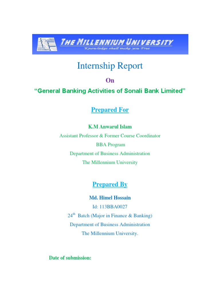 Internship Report: "General Banking Activities of Sonali Bank Limited ...