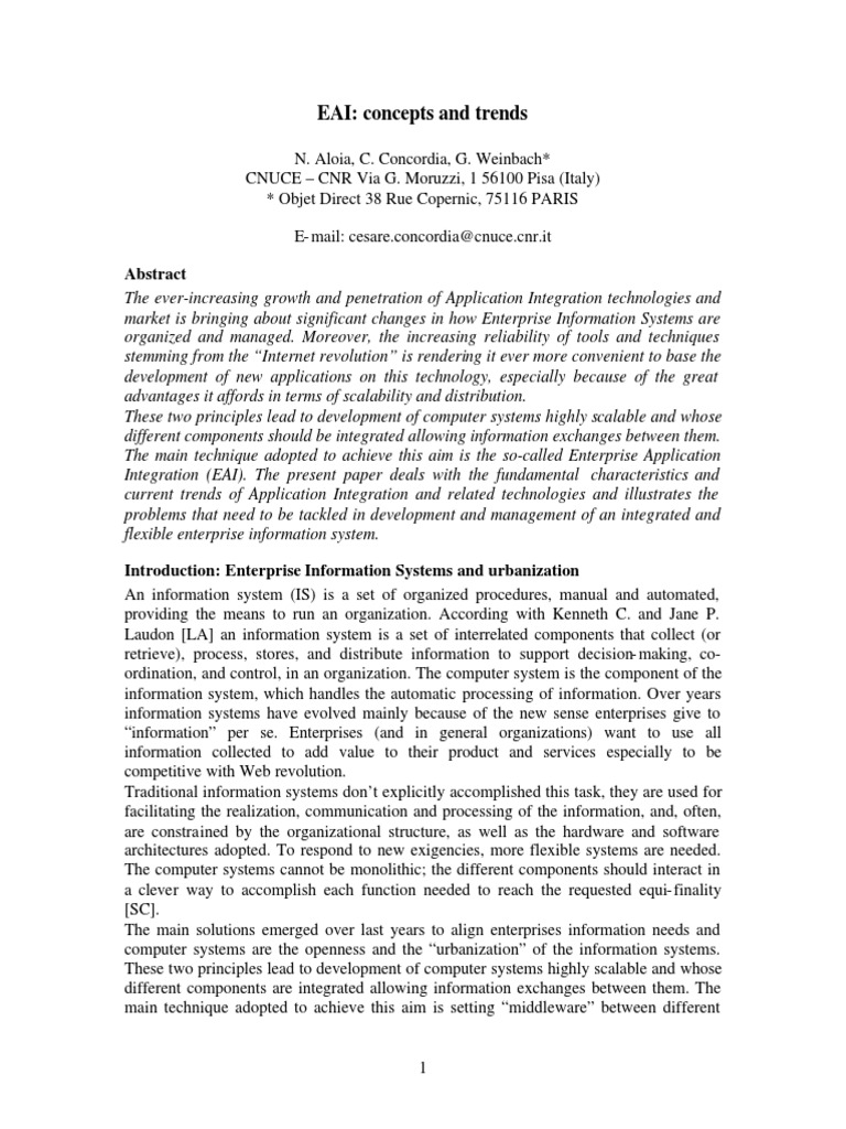 EAI: Concepts and Trends | PDF | Web Service | Information System