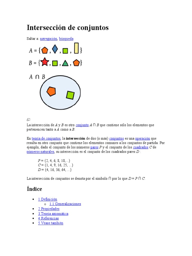 Intersección de Conjuntos | PDF | Intersección (teoría de conjuntos ...