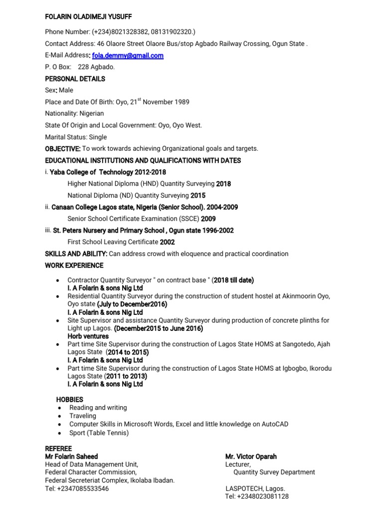 Dimeji's Resume New PDF | PDF