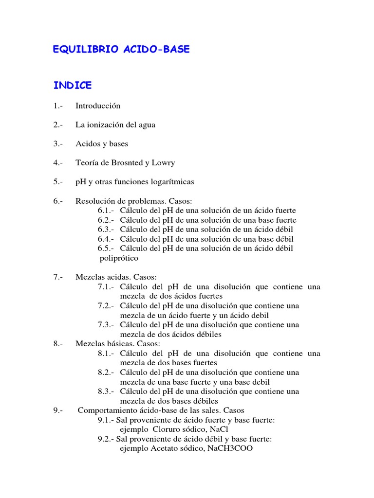 4.-Introduccion Al Equilibrio Acido-Base | PDF | Ácido | Ph
