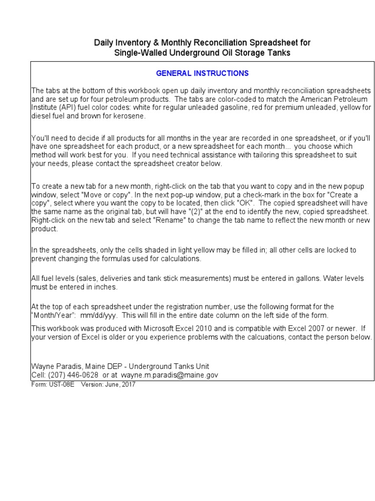 Daily and Monthly Fuel Reconciliation | PDF | Spreadsheet | Gasoline