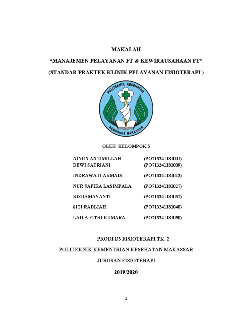 Makalah Standar Praktek Klinik Pelayanan Fisioterapi | PDF | Pengembangan Diri | Kesehatan Holistik