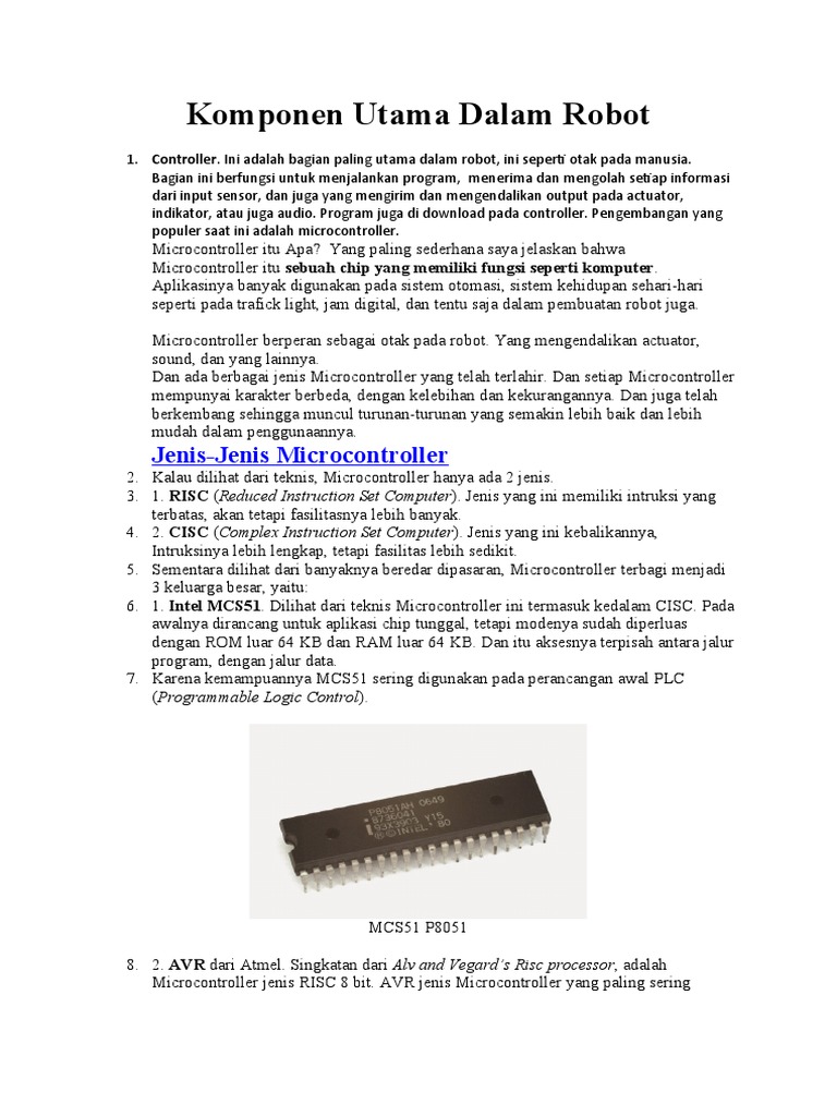 Komponen Utama Dalam Robot (Basci Training) | PDF