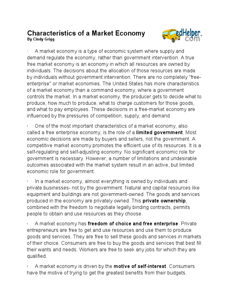 Characteristics of A Market Economy (NOTES) | PDF | Market Economy ...