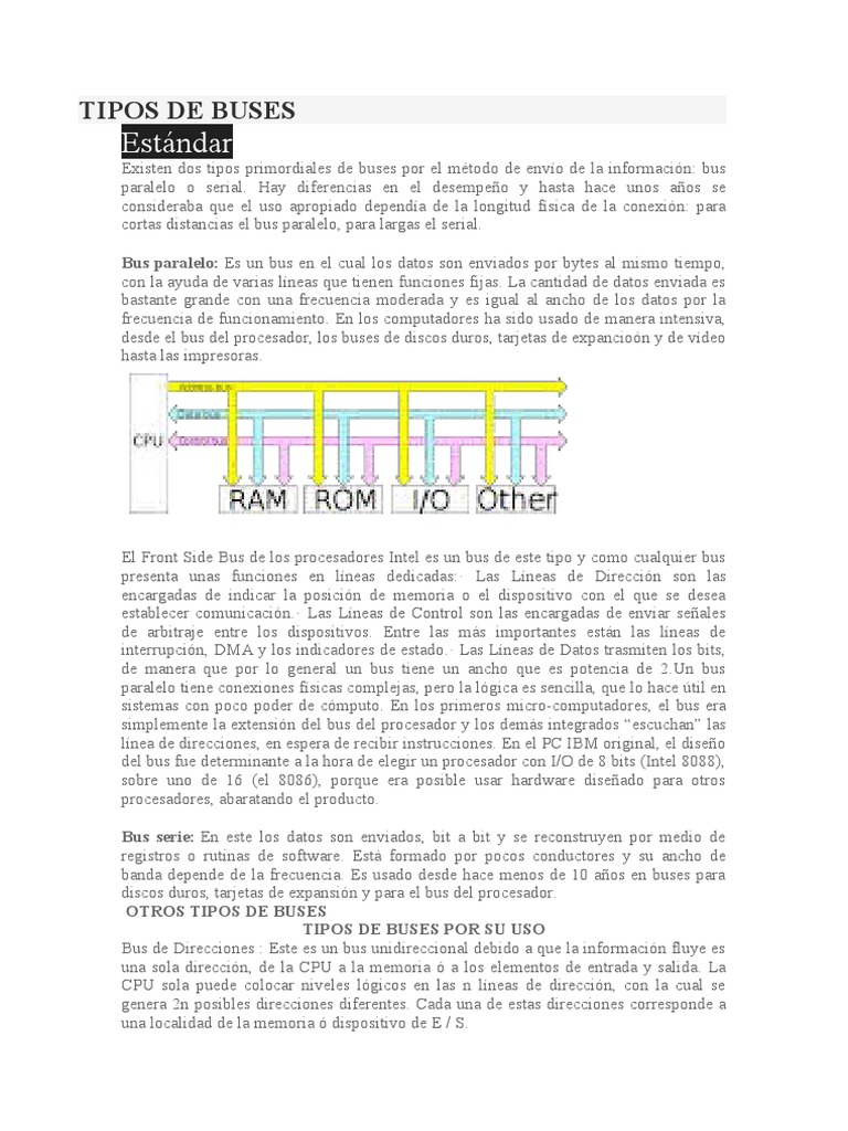 Tipos de Buses en Informática | PDF | Microprocesador | Tecnología de ...