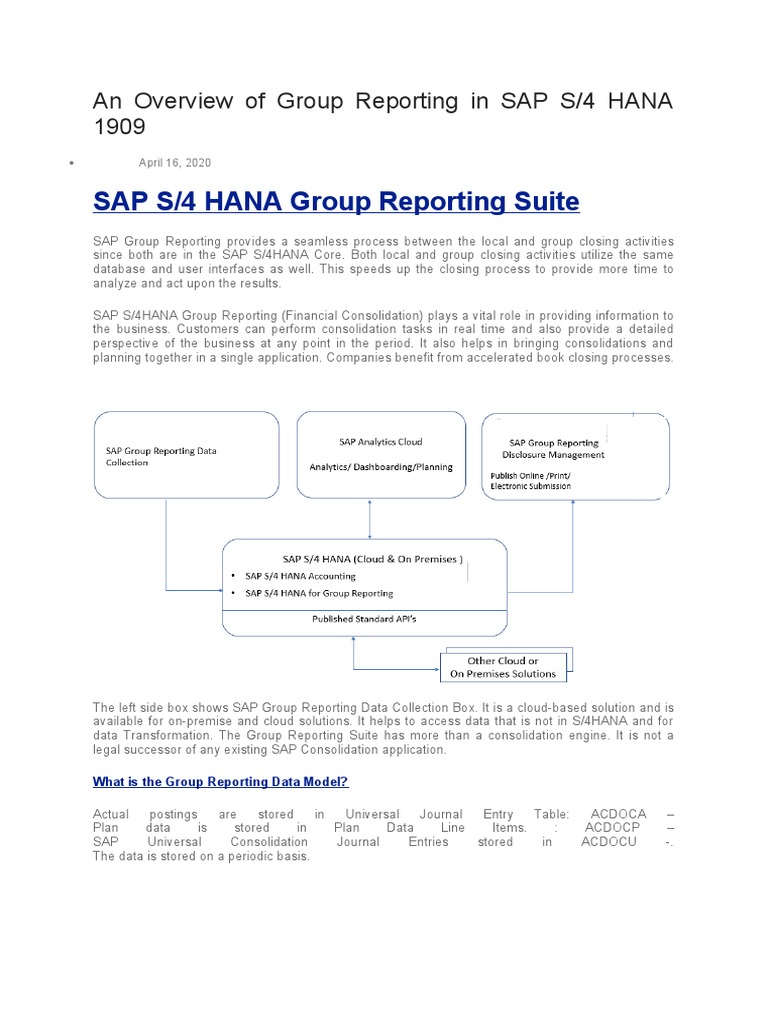 SAP Group Reporting 1909 | PDF | Consolidation (Business) | Sap Se