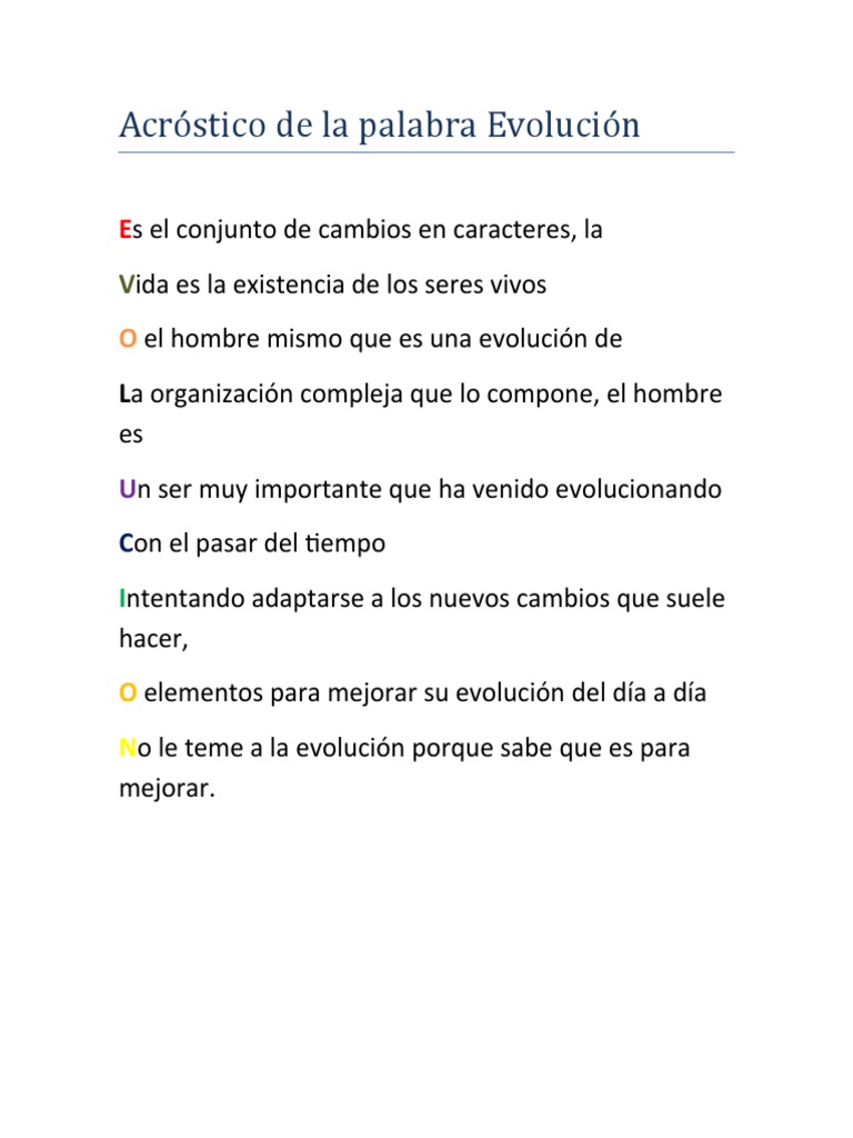 Acrostico Sobre La Evolución | PDF