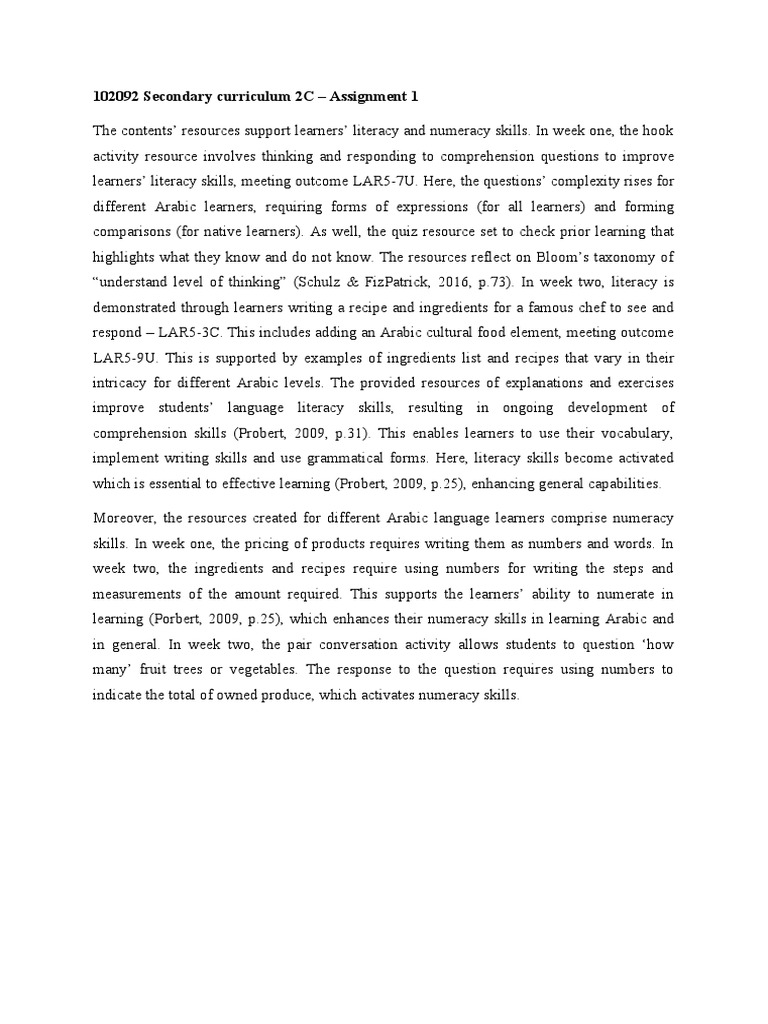Secondary Curriculum 2c - Assignmnet 1 | PDF | Career & Growth
