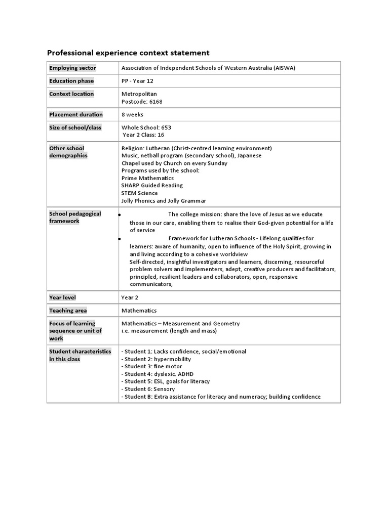 Context Statement | PDF