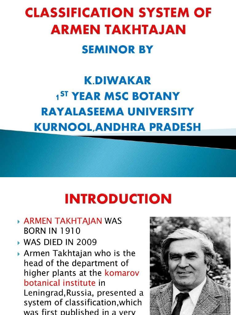 Classification System of Takhtajan by Kdiwakar | PDF