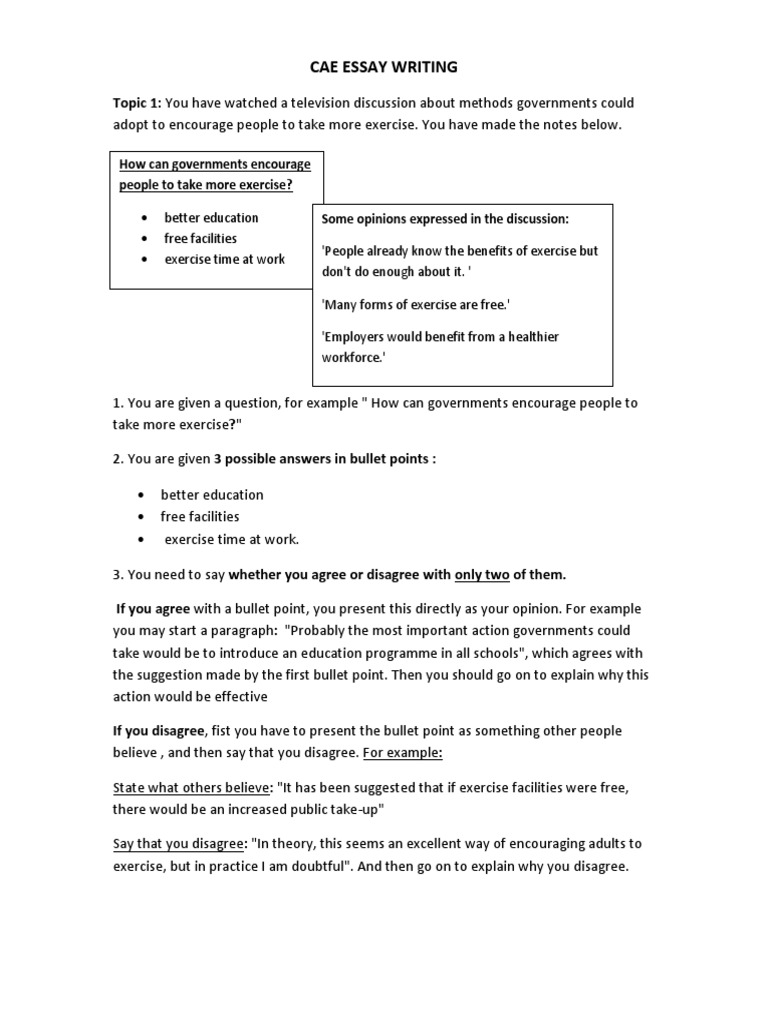 Cae Essay Writing: Topic 1: You Have Watched A Television Discussion ...
