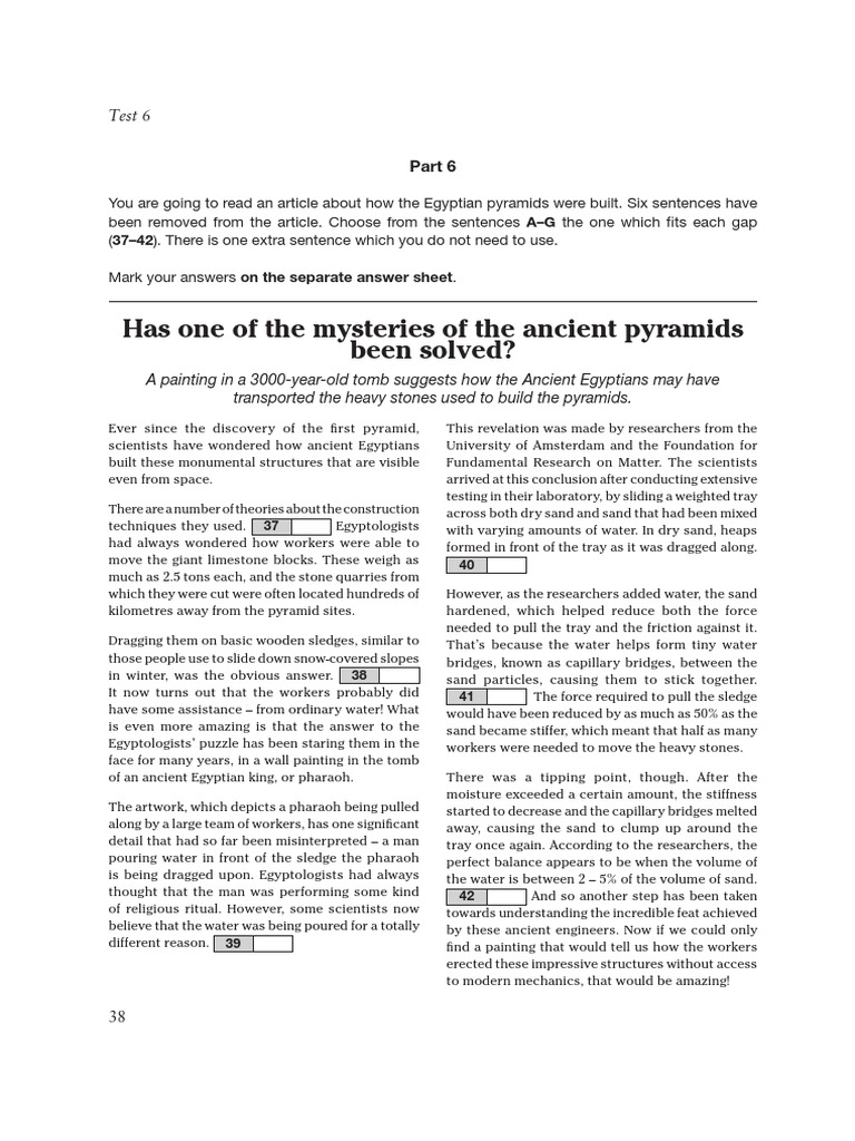 FCE Reading Part 6 (Pyramids) | PDF | Egyptian Pyramids | Ancient Egypt
