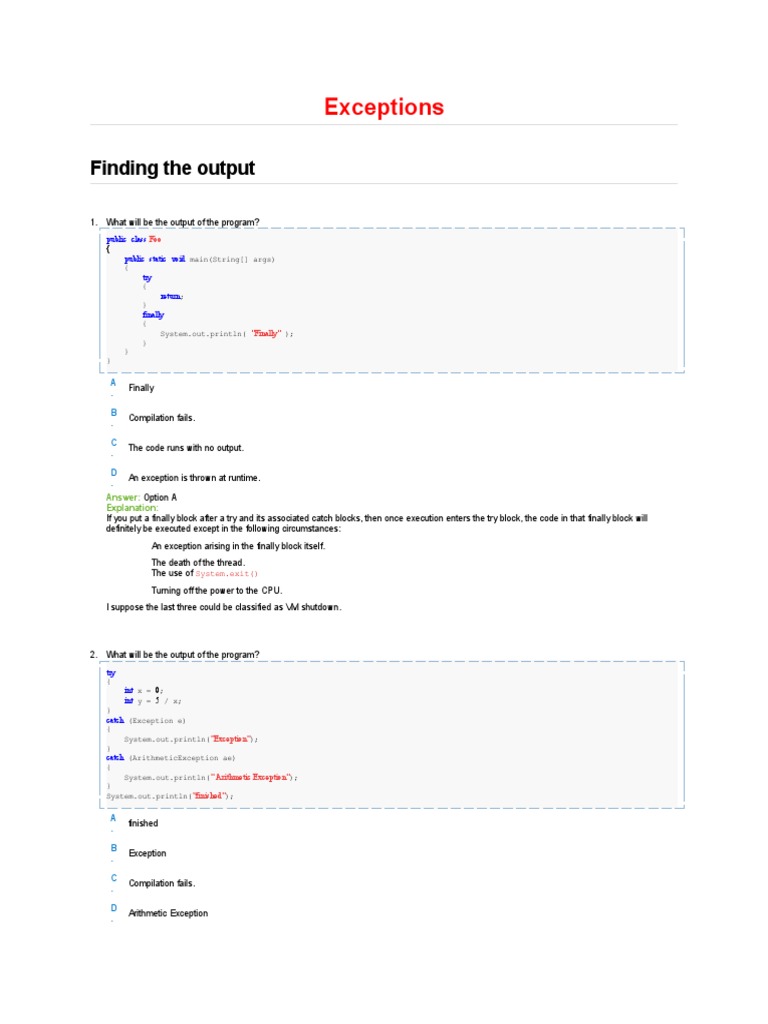 Exceptions | PDF | Class (Computer Programming) | Inheritance (Object Oriented Programming)