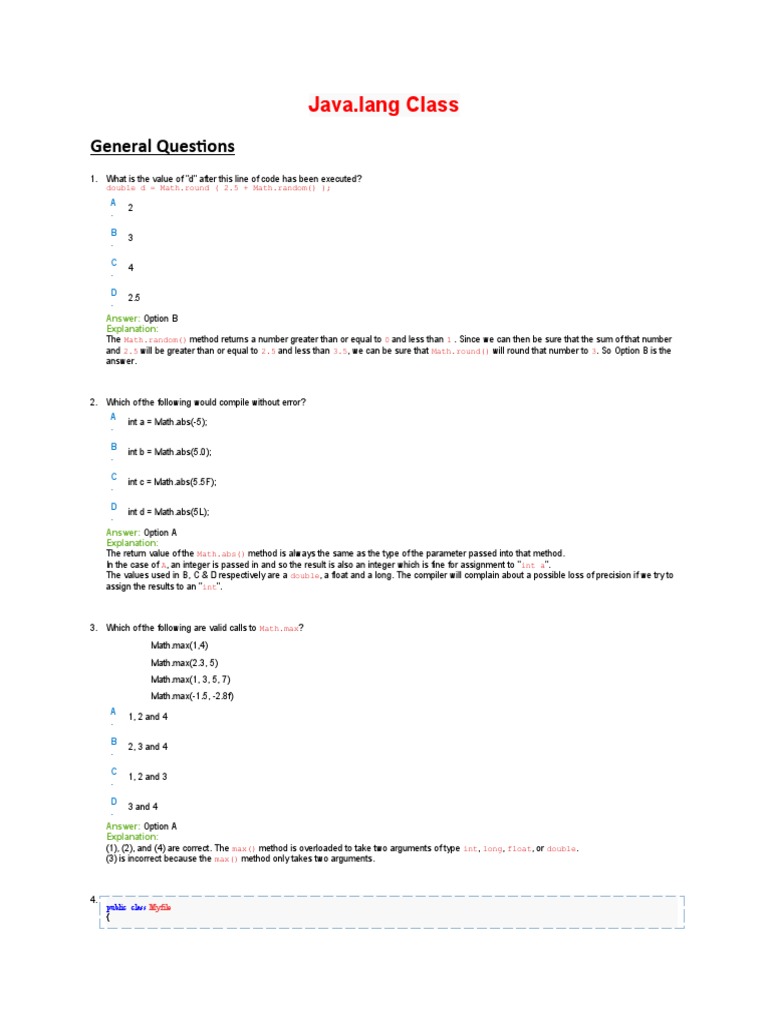 Java - Lang Class | PDF | Parameter (Computer Programming) | Integer ...