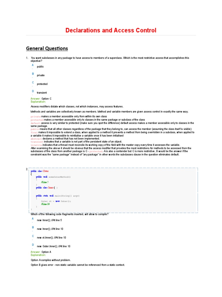 Declarations and Access Control | PDF | Class (Computer Programming ... Declarations and Access Control | PDF | Class (Computer Programming ...
