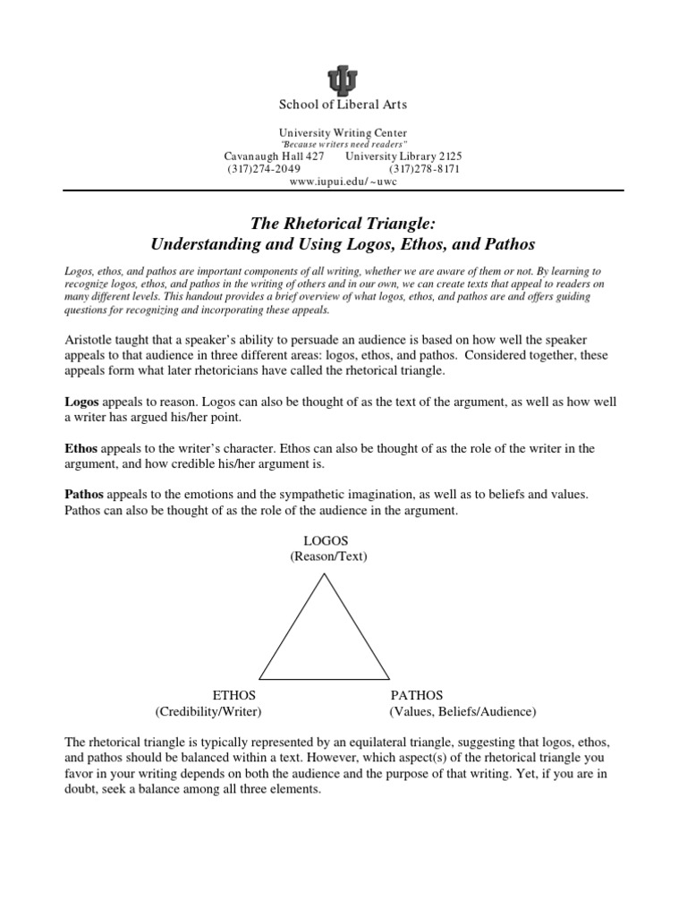 Rhetorical Triangle: Logos, Ethos, Pathos | PDF | Logos | Rhetoric