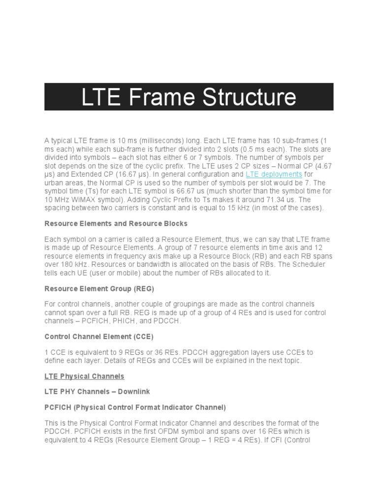 LTE Frame Structure | PDF | Orthogonal Frequency Division Multiplexing ...