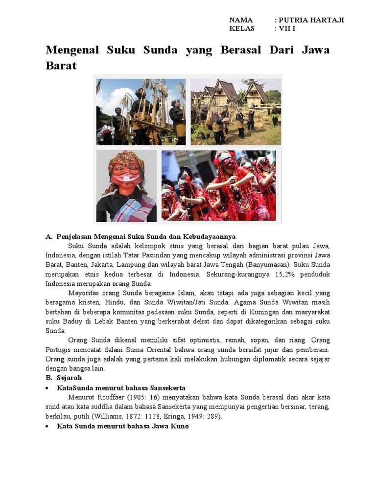 Mengenal Suku Sunda Yang Berasal Dari Jawa Barat (PUTRIA) | PDF