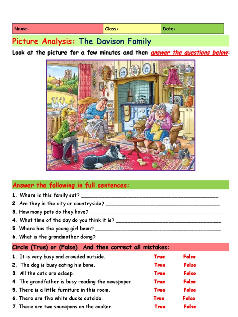 Davison Family Picture Analysis Guide | PDF | Language Arts ...