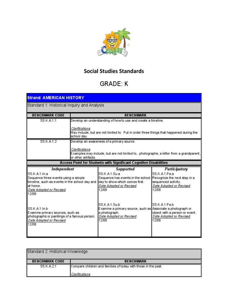 Florida K-Grade Social Studies Standards | PDF | Money | Disability