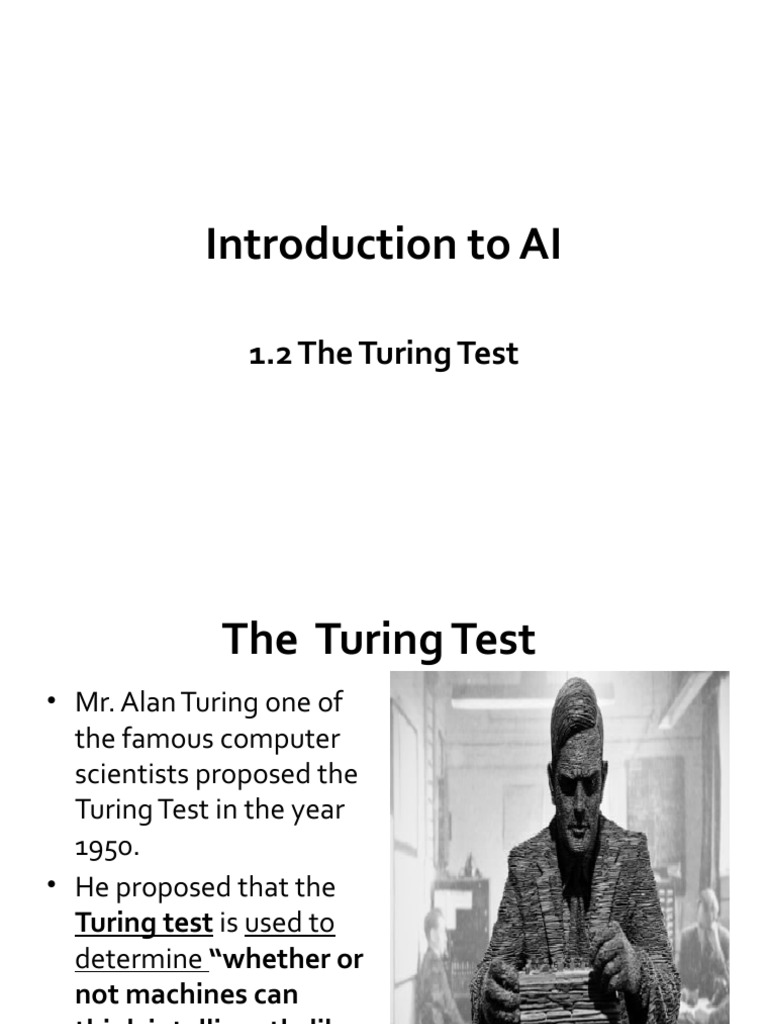Introduction To Ai 1 2 The Turing Test Pdf Systems Science