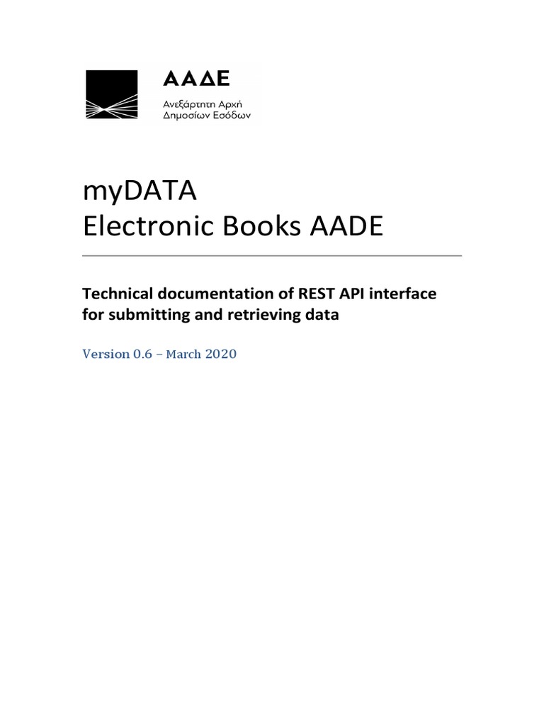 myDATA API Documentation v0 6b - Eng | PDF | Application Programming Interface | Xml