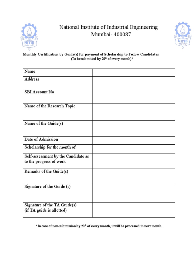 Fellow - Stipend Form - 11-12-2019 | PDF
