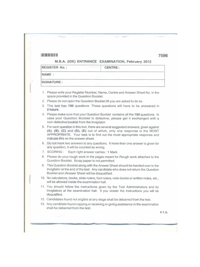 IPMAT Old Question Paper | PDF