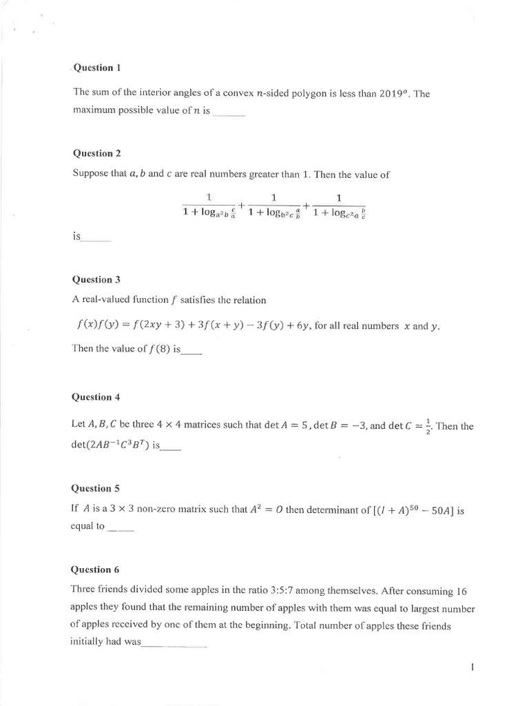 IPMAT 2019 Indore IPMAT Question Paper PDF | PDF