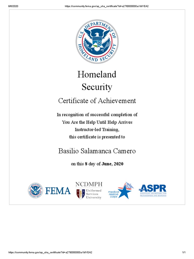 Homeland Security: Certificate of Achievement | PDF | Business