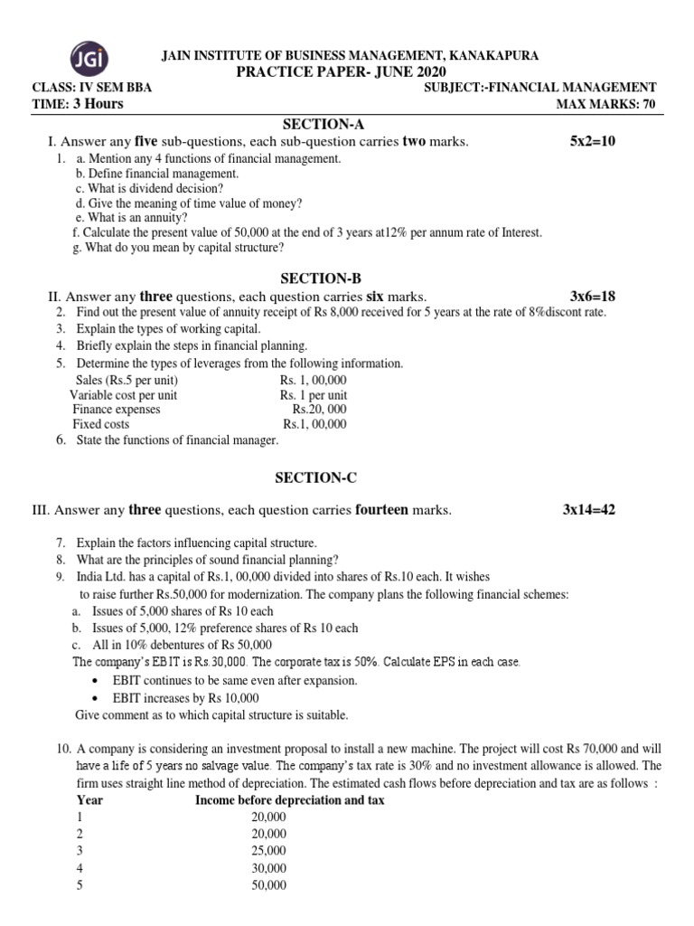 I. Answer Any Five Sub-Questions, Each Sub-Question Carries Two Marks ...