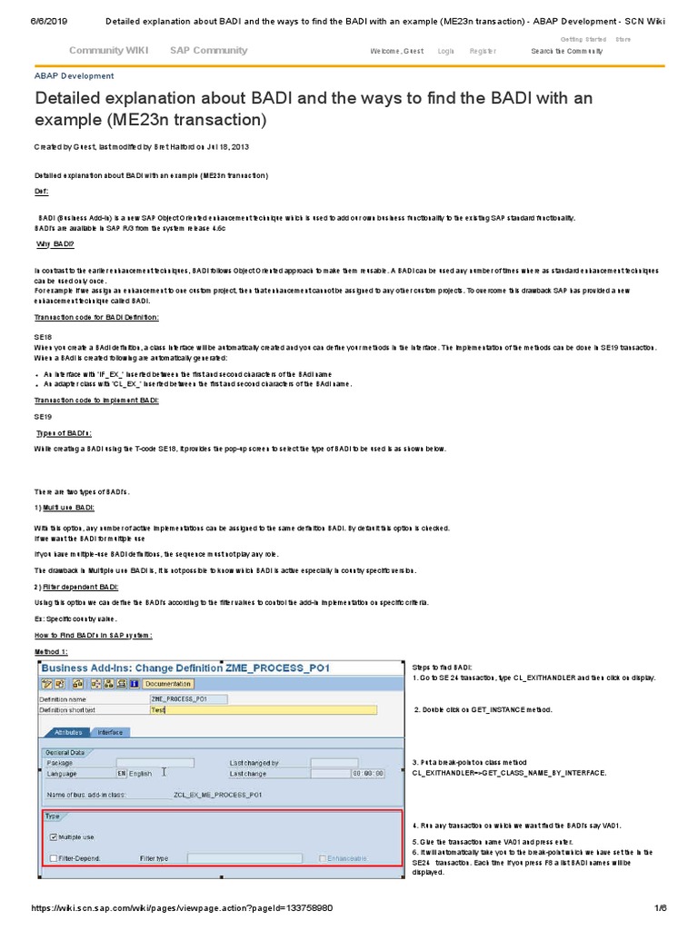 Understanding BADI in SAP ABAP | PDF | Computer Programming | Software ...