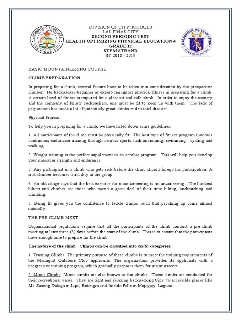 Prepare for Basic Mountaineering Course | PDF | Backpack | Knot