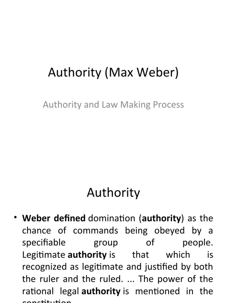 Max Weber's Authority and Law Making Process | PDF | Charisma | Max Weber