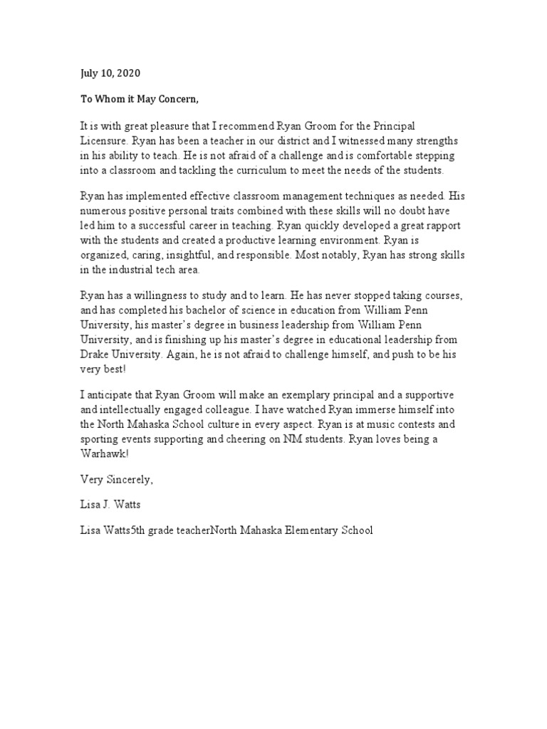 Letter Of Recom Pdf