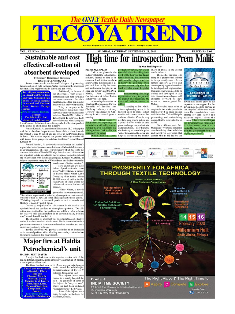 Tecoya Trend 21 September 2019 PDF | PDF | Textiles | Cotton