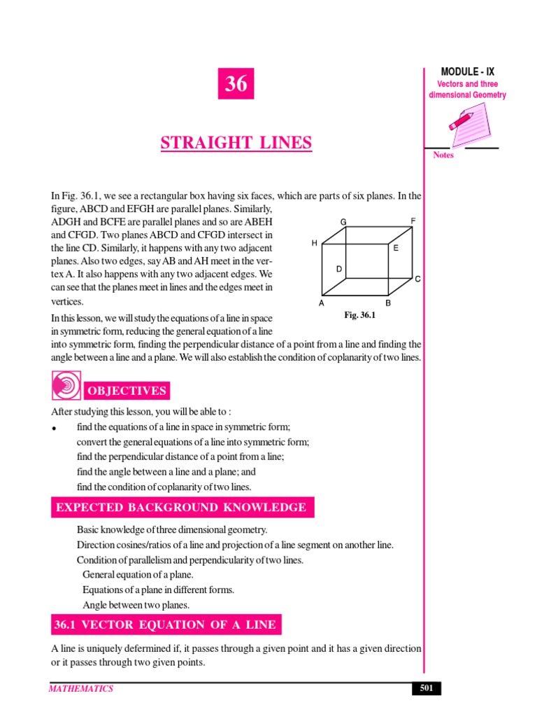 311 Maths Eng Lesson36 | PDF | Line (Geometry) | Plane (Geometry)