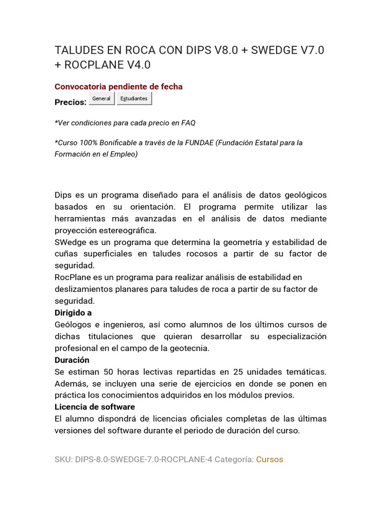 Análisis de taludes rocosos con Dips, SWedge y RocPlane | PDF ...