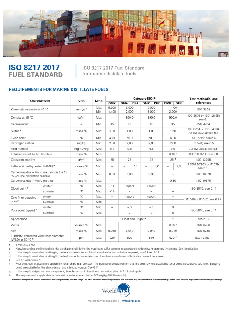 ISO 8217 2017 Tables 1 and 2 1 1 PDF | PDF | Fuel Oil | Chemical Substances