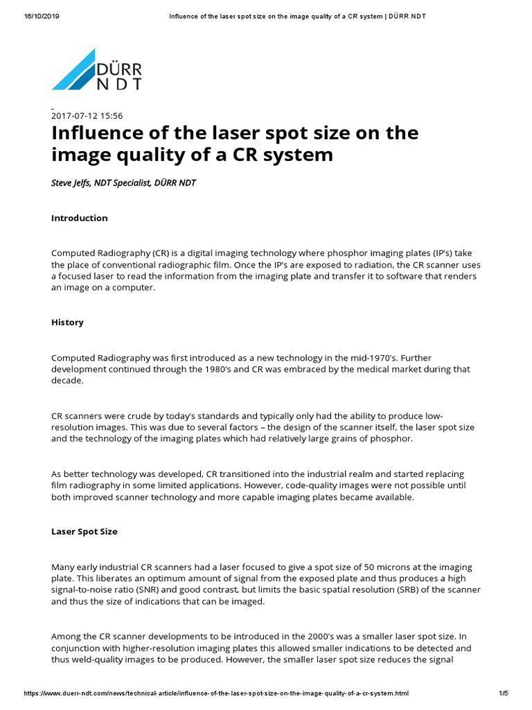 Laser Spot Size Impact on CR Quality | PDF | Image Resolution | Image ...