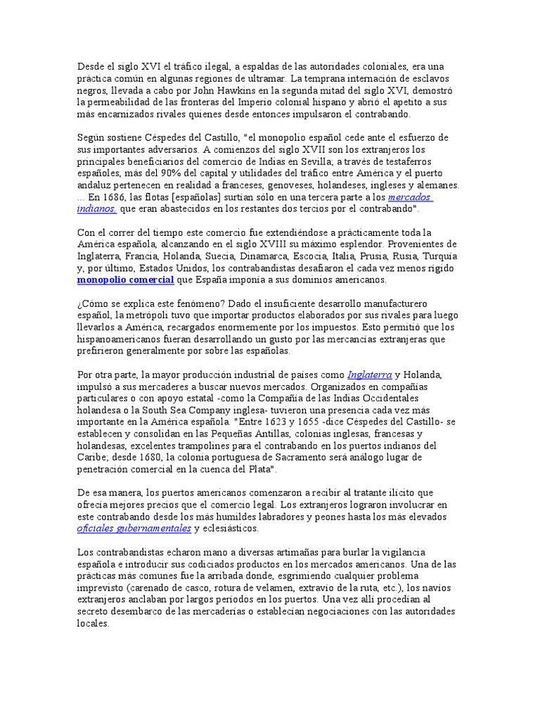 Contrabando en América Colonial | PDF | Imperio español | Contrabando