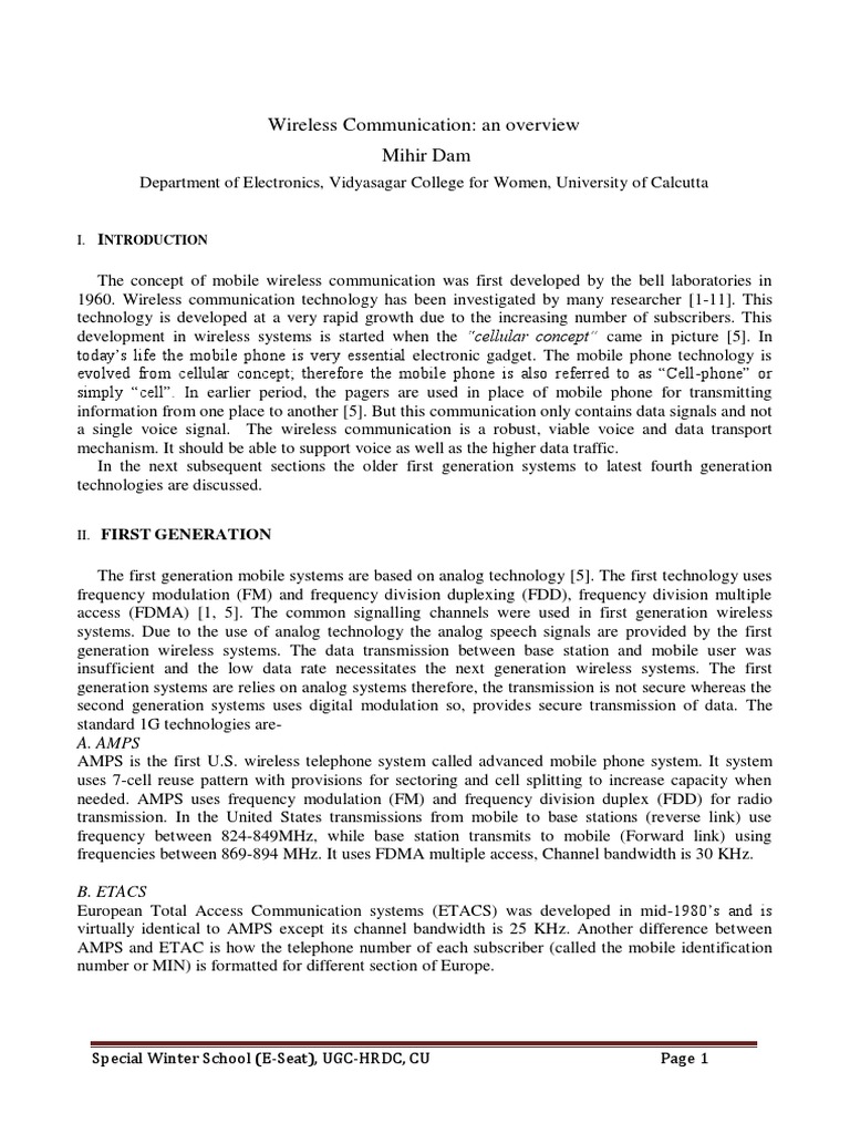 Wireless Communication: An Overview | PDF | Orthogonal Frequency Division Multiplexing | Channel ...