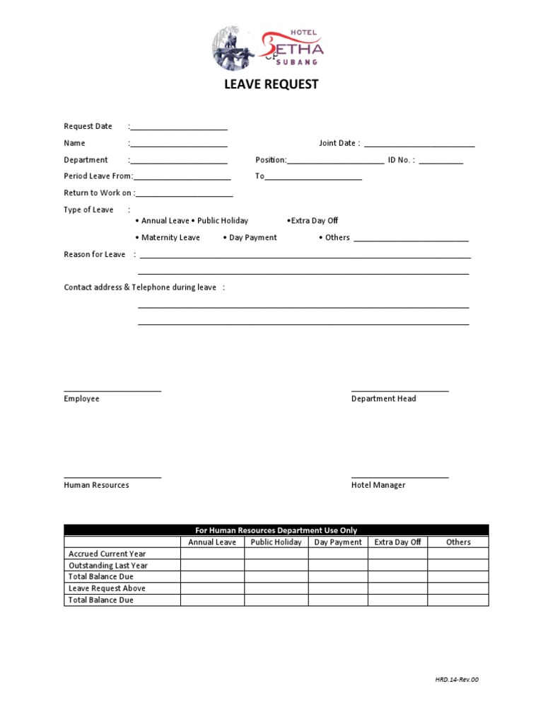 HRD14 - Leave Request Form | PDF