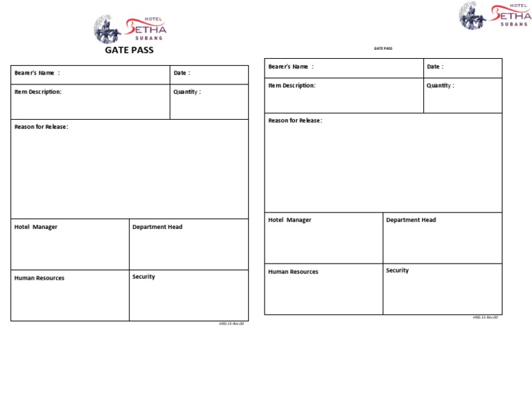 HRD15 - Gate Pass Form | PDF