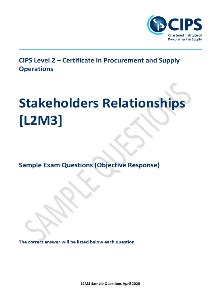 Stakeholders Relationships (L2M3) : CIPS Level 2 - Certificate in ...