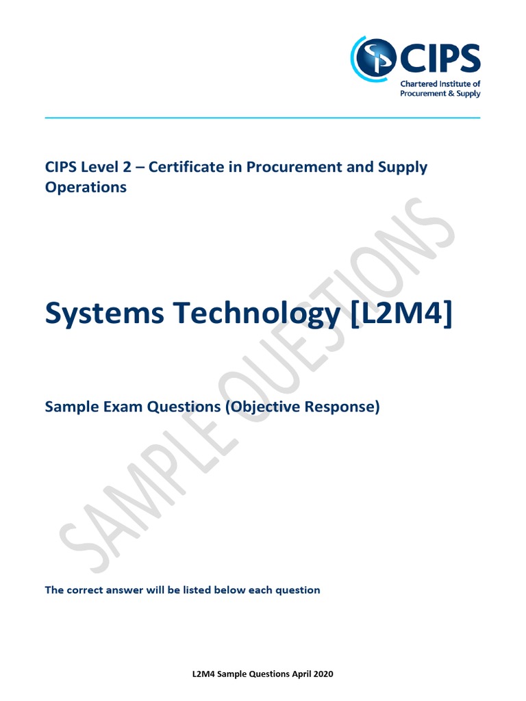 Systems Technology (L2M4) : CIPS Level 2 - Certificate in Procurement ...