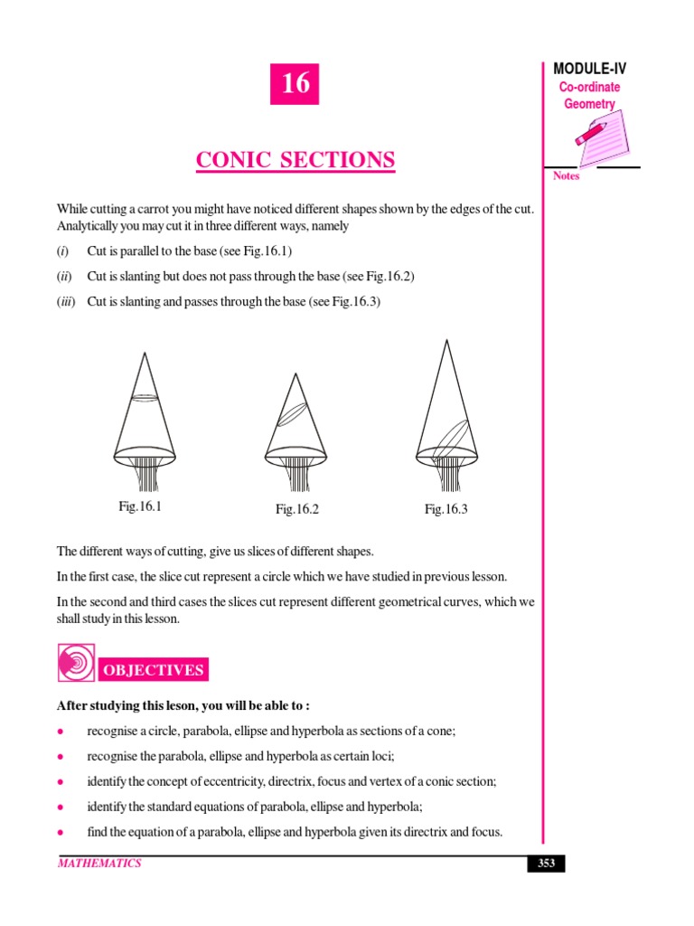 MODULE Conic Sections | PDF | Ellipse | Perpendicular
