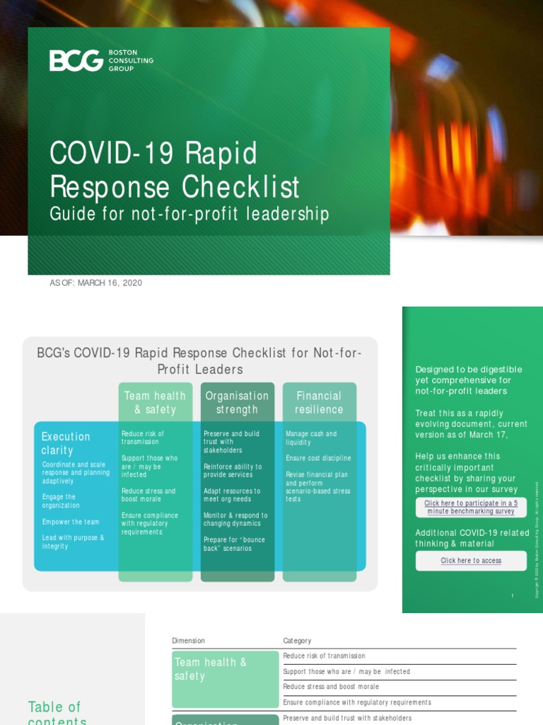 BCG - 16mar - Rapid Response Checklist Non-Profits - EN | PDF | Supply ...