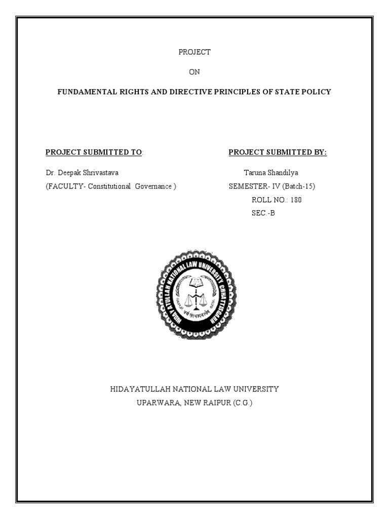 Fundamental Rights and Directive Principles of State Policy: Project ON ...